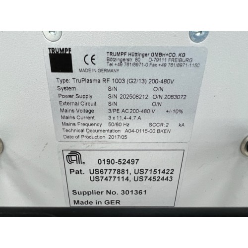 AMAT 0190-52497 TruPlasma RF 1003(G2/13)